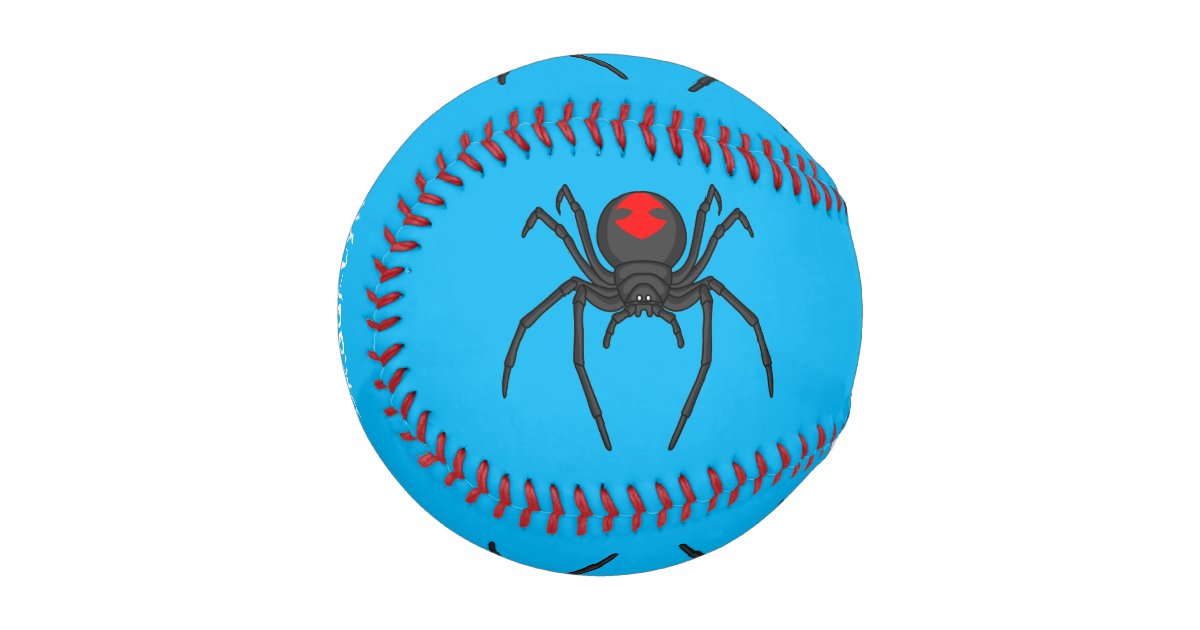 Scary black widow spider cartoon illustration baseball | Zazzle