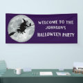 Scary Black Witch and Cat Halloween Party Banner | Zazzle