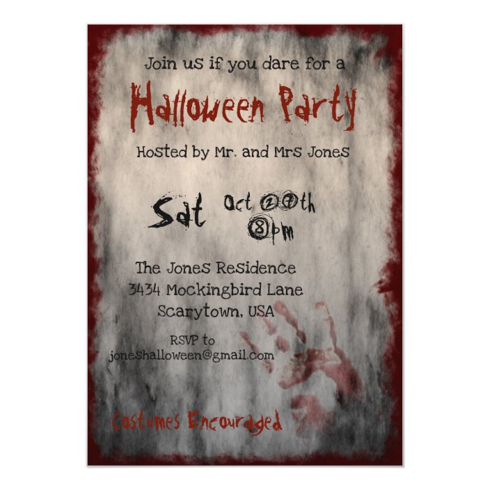 Scary Blood Bloody Halloween Party Invitation | Zazzle.com