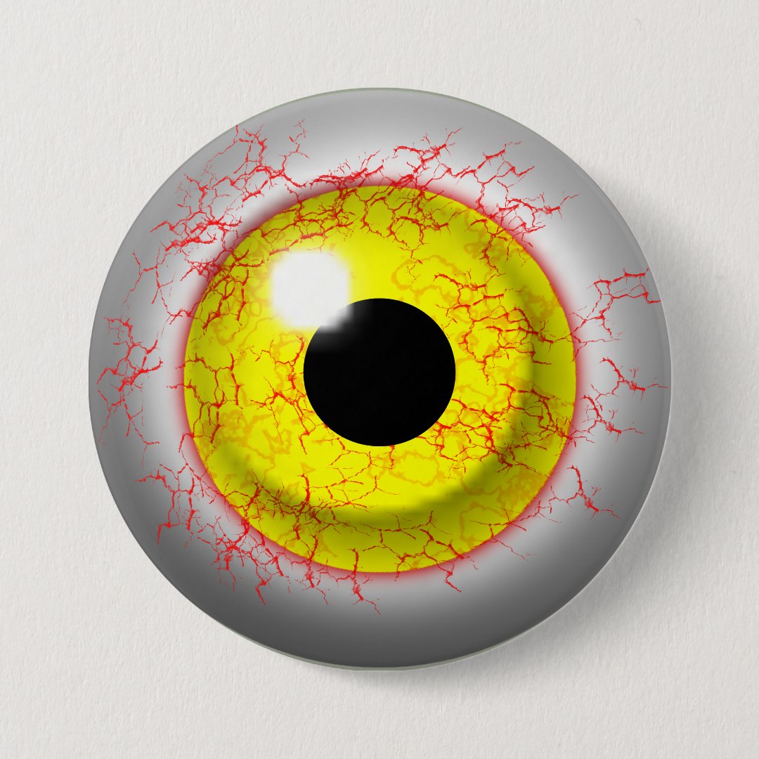 Scary Bloodshot Zombie Eye Novelty Button | Zazzle
