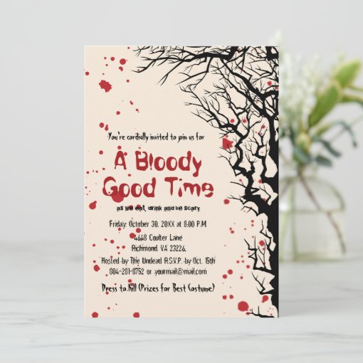 Scary Bloody Blood Splatter Creepy Halloween Invitation | Zazzle