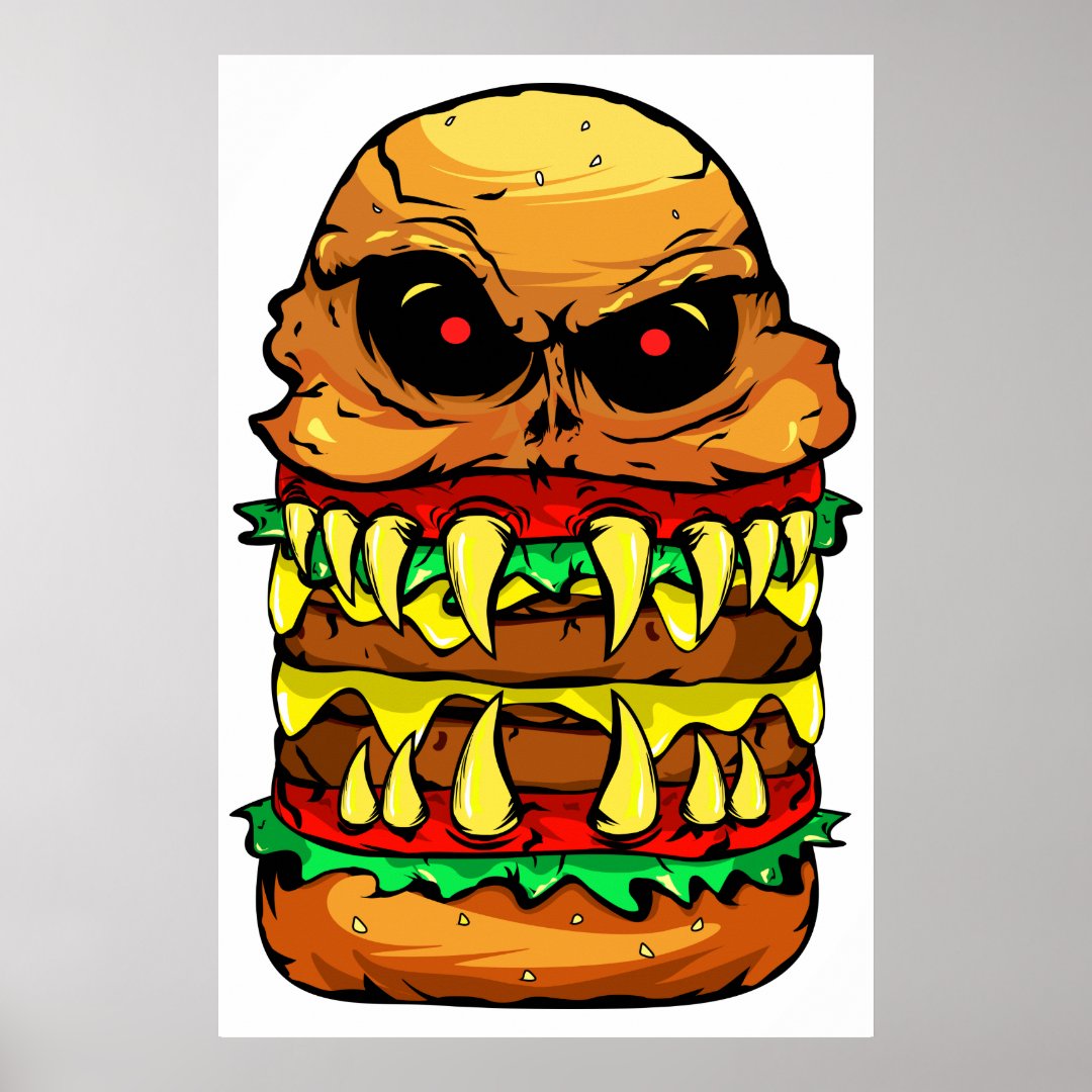 Scary Cheese Burger Poster | Zazzle