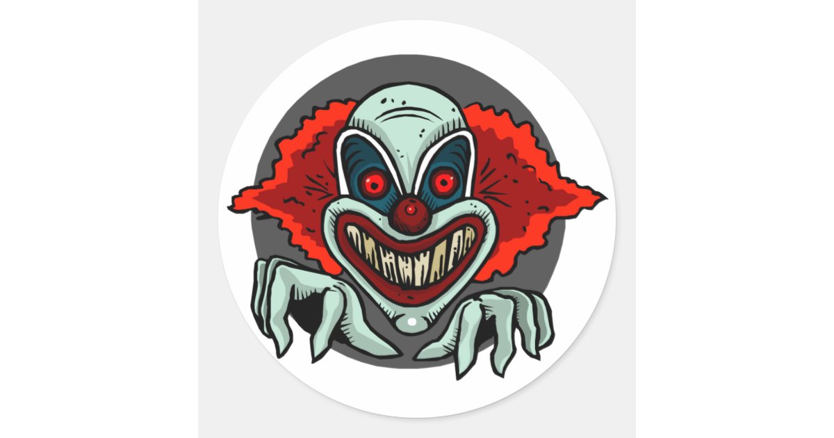 Scary Clown Classic Round Sticker | Zazzle