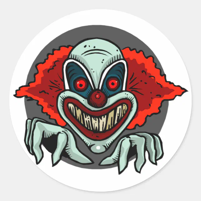 Scary Clown Classic Round Sticker | Zazzle
