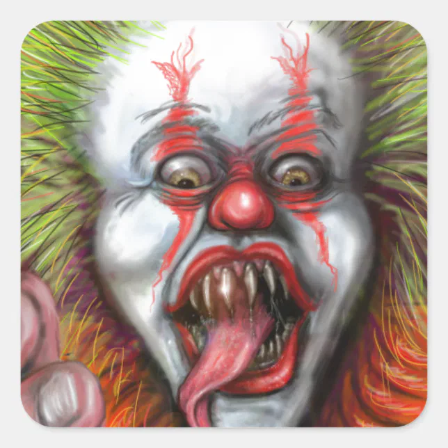 scary Clown Square Sticker | Zazzle