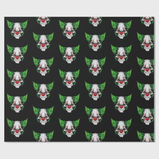 Scary clown with spooky eyes wrapping paper | Zazzle