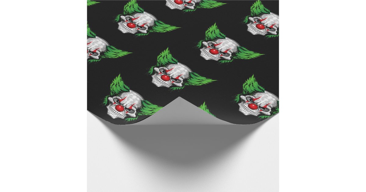 Scary clown with spooky eyes wrapping paper | Zazzle