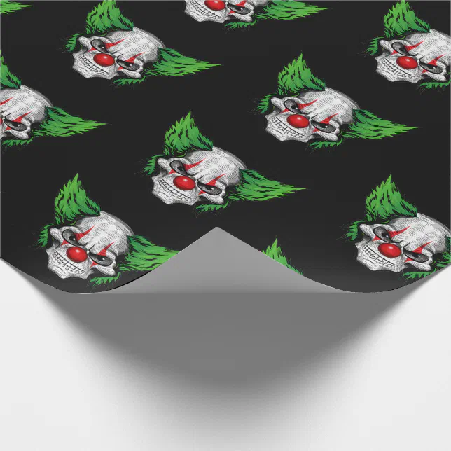 Scary clown with spooky eyes wrapping paper | Zazzle