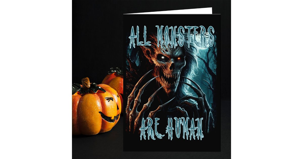 Scary creepy horror undead monster, demon or ghoul thank you card | Zazzle