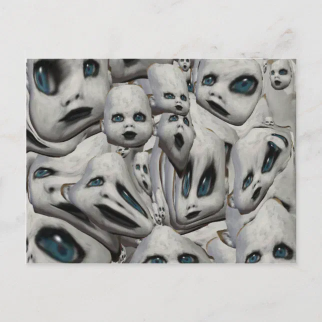 scary doll-face paper products dark art postcard | Zazzle