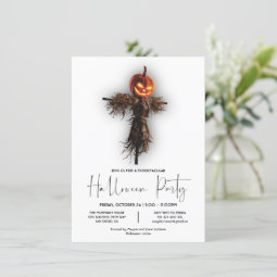 Scary Elegant Pumpkin Scarecrow Halloween Party Invitation | Zazzle
