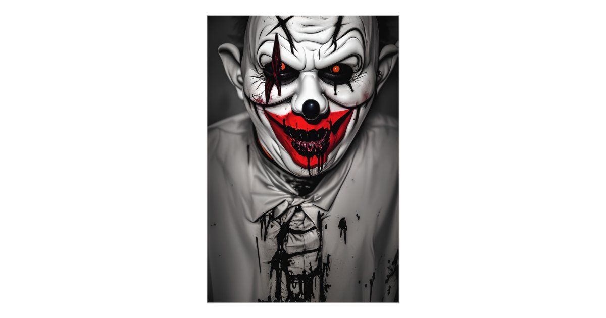 Scary Evil Smiling Clown Photo Print | Zazzle