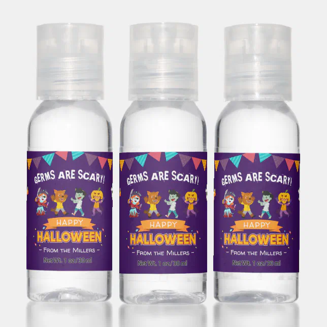 Scary Germs Halloween Kids Costume Party Hand Sanitizer | Zazzle
