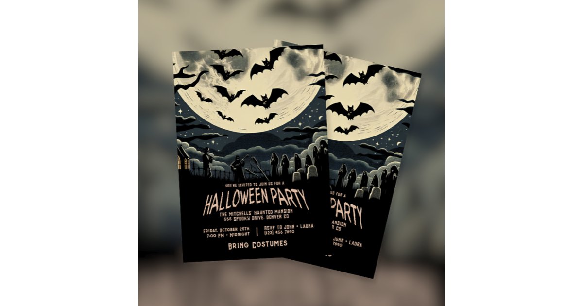 Scary Grave Ghost Halloween Party Invitation | Zazzle