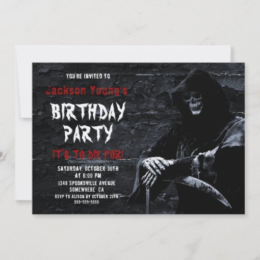 Scary Grim Reaper Any Age Birthday Party Invitation | Zazzle