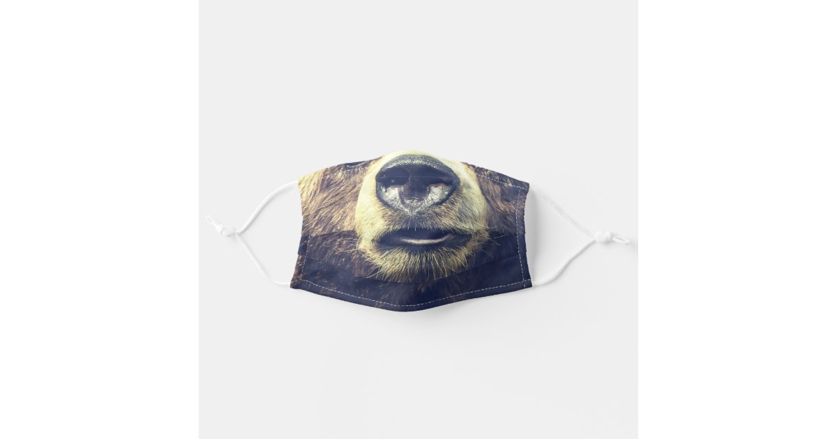 Scary Grizzly Bear Face Halloween Adult Cloth Face Mask | Zazzle