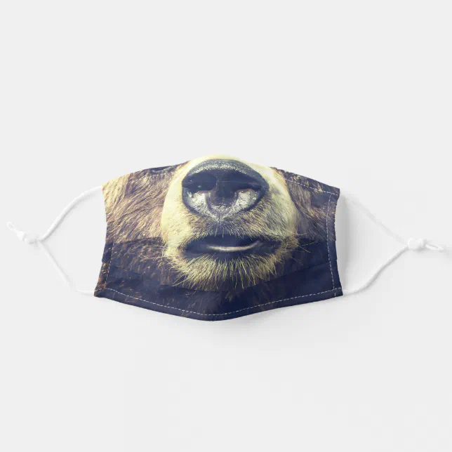 Scary Grizzly Bear Face Halloween Adult Cloth Face Mask | Zazzle