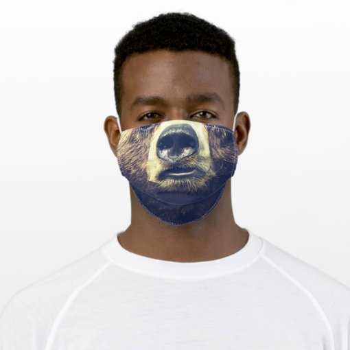 Scary Grizzly Bear Face Halloween Adult Cloth Face Mask | Zazzle