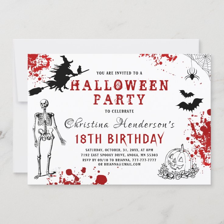 Scary Halloween Birthday Invitation | Zazzle