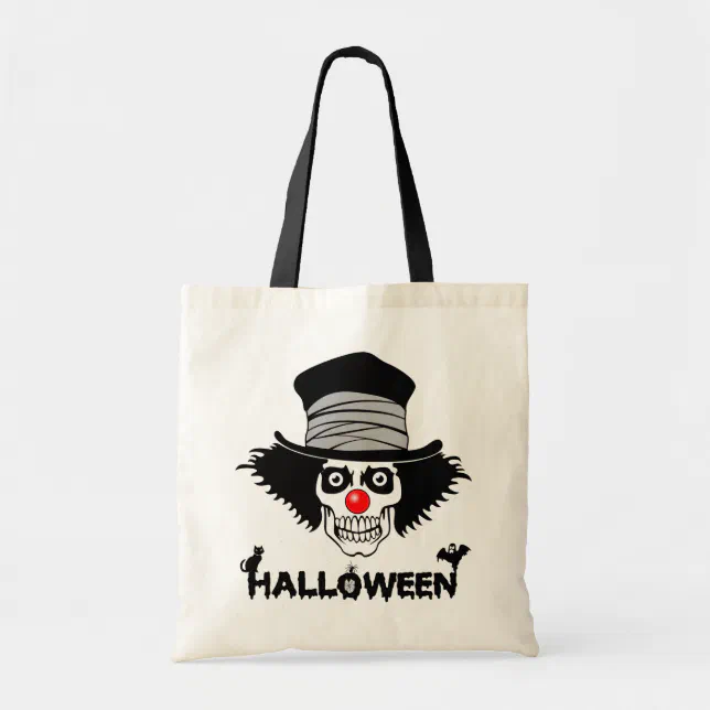 Scary Halloween Creepy Clown Skull Tote Bag | Zazzle