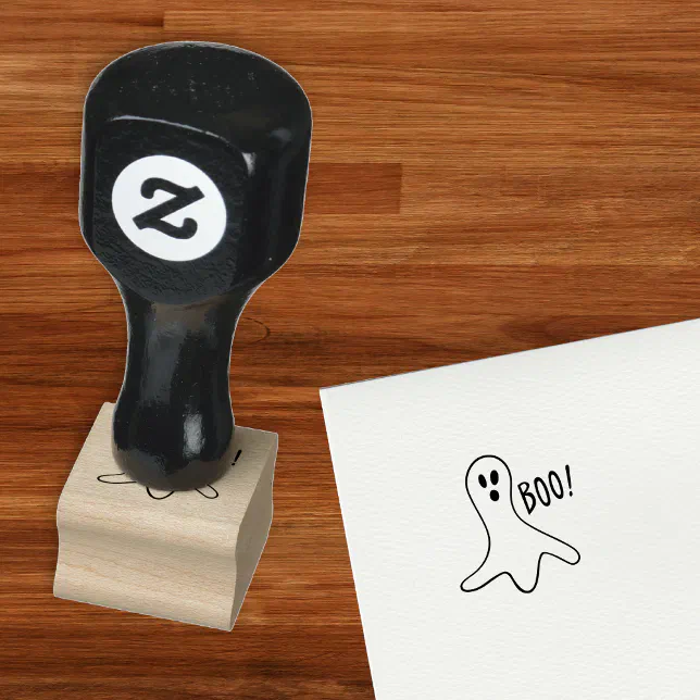 Scary Halloween Ghost BOO Fun Kids DIY Art Craft Rubber Stamp | Zazzle