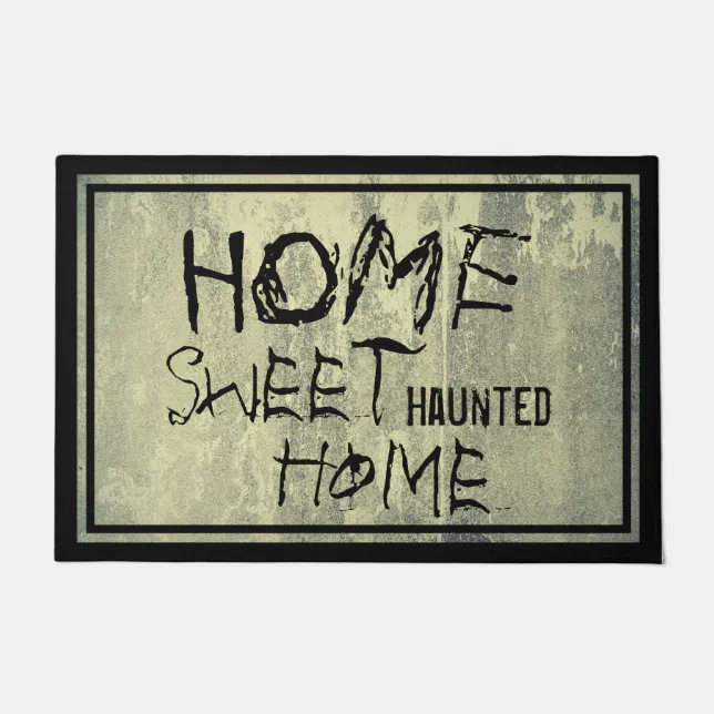 Scary Halloween Home Sweet Haunted Home Concrete Doormat | Zazzle