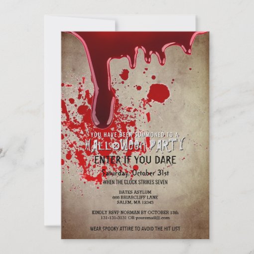 Scary Halloween Party Bloody Vintage Paper Invitation | Zazzle