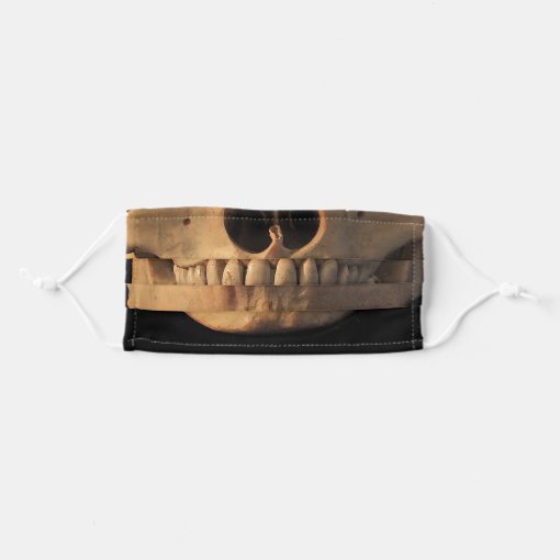 scary halloween party human bone skull adult cloth face mask | Zazzle