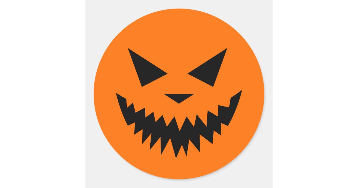 Scary Halloween pumpkin face sticker | Zazzle