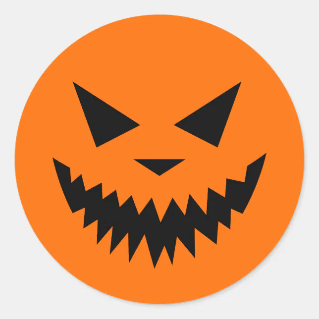 Scary Halloween pumpkin face sticker | Zazzle