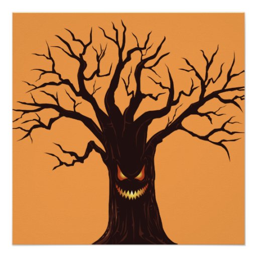Scary Halloween Tree Face Poster | Zazzle