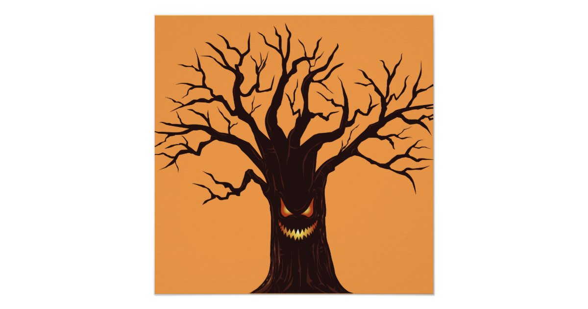 Scary Halloween Tree Face Poster | Zazzle