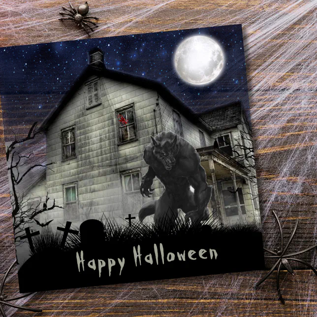 Scary Halloween Werewolf Card | Zazzle