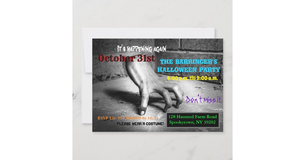 Scary Hand Halloween Invitation 5X7 | Zazzle