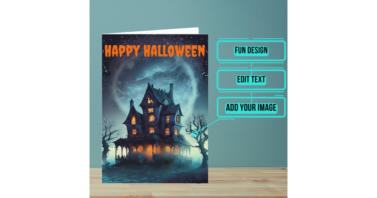 Scary Haunted House Halloween Card | Zazzle