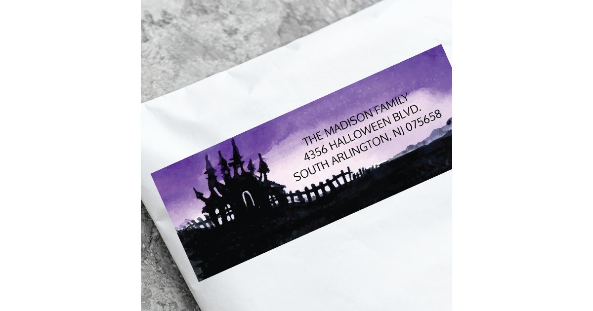 Scary Haunted House Halloween Return Address Label | Zazzle