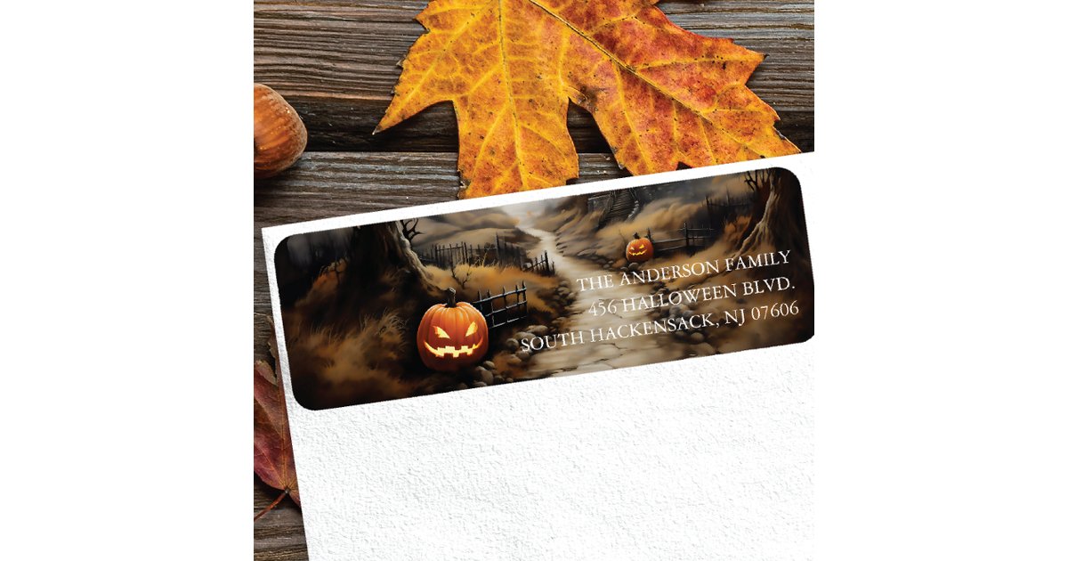 Scary Haunted House Halloween Return Address Label | Zazzle