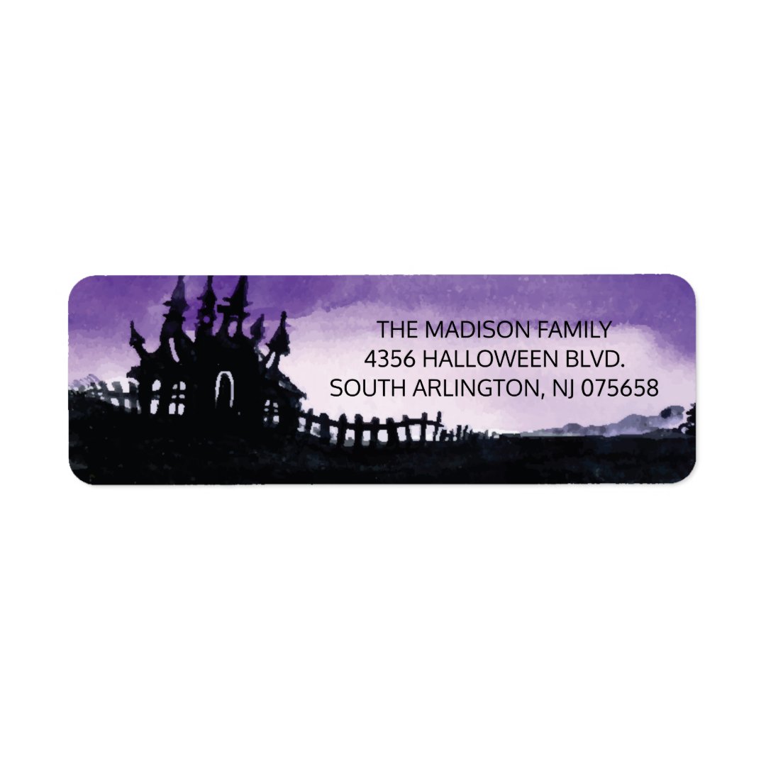 Scary Haunted House Halloween Return Address Label | Zazzle