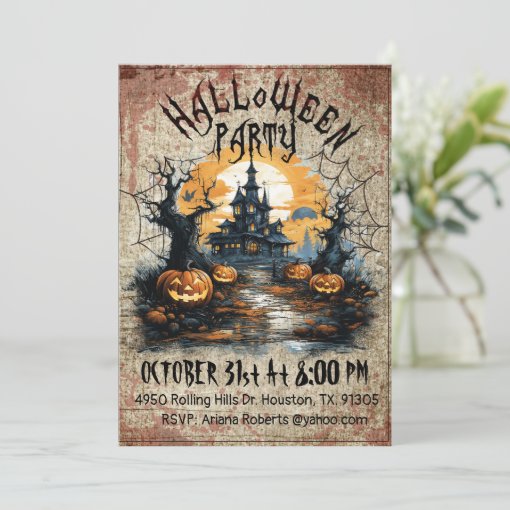 Scary Haunted HouseHalloween Party Invitation | Zazzle