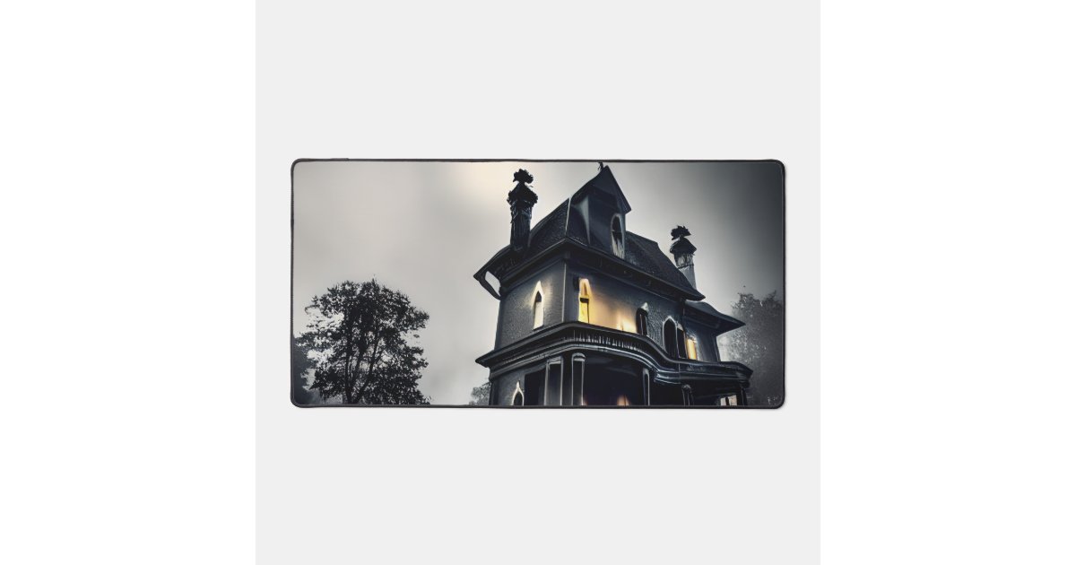 Scary Haunted Mansion At Dusk Desk Mat | Zazzle