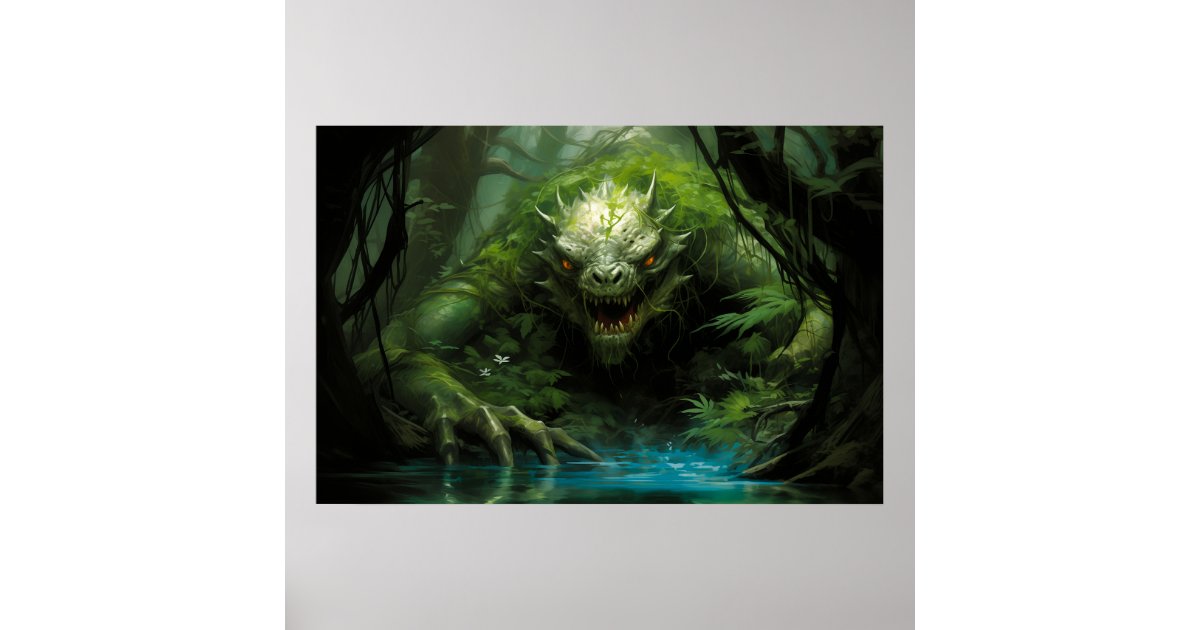 Scary Hidden Monster in Tropical Forest Poster | Zazzle