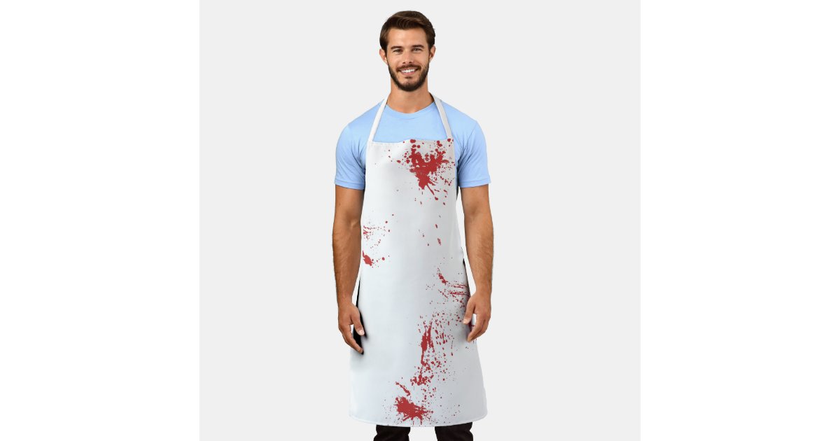 Scary Horror White and Red Blood Splatter Apron | Zazzle