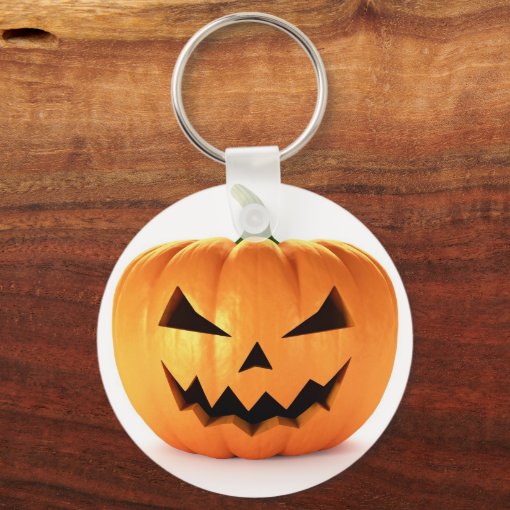 Scary Jack O Lantern Halloween Pumpkin Keychain | Zazzle