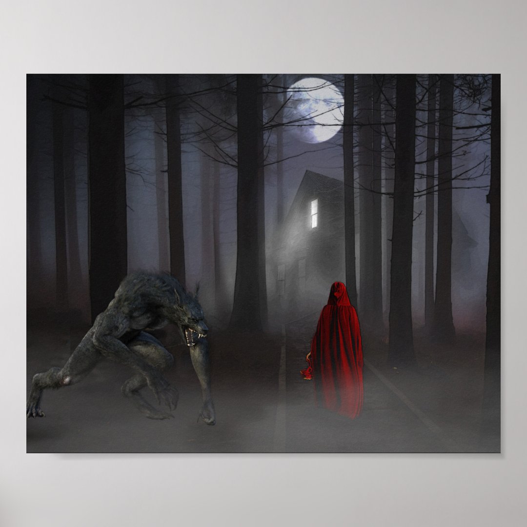Scary Little Red Riding Hood Werewolf Poster | Zazzle
