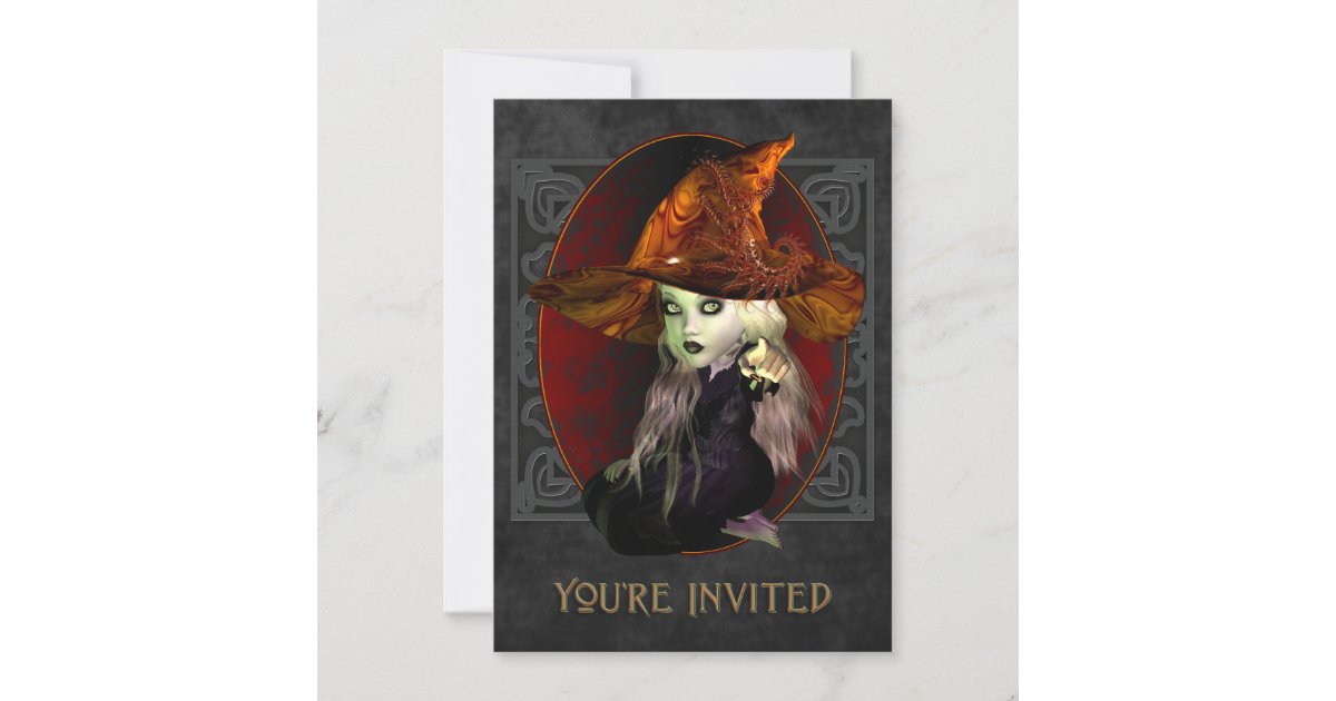 Scary Little Witch Halloween Party Invitation | Zazzle.com