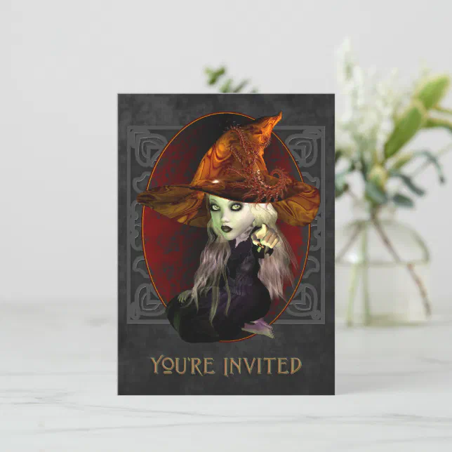 Scary Little Witch Halloween Party Invitation | Zazzle