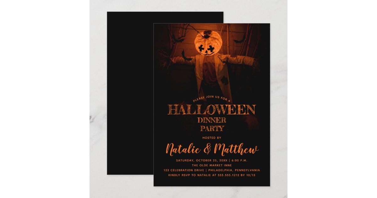 Scary Pumpkin Halloween Dinner Party Invitation | Zazzle