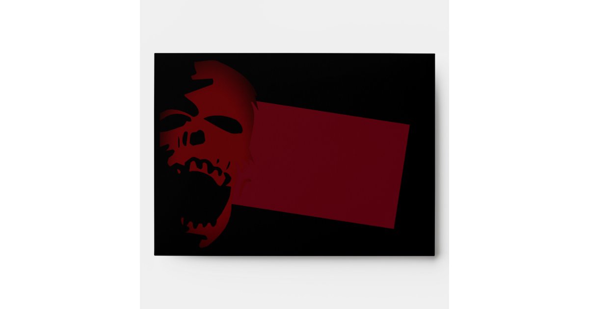 Scary Red Goth Skull Halloween Envelope | Zazzle