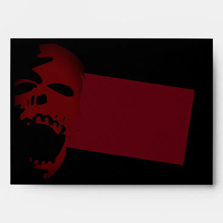 Scary Red Goth Skull Halloween Envelope | Zazzle