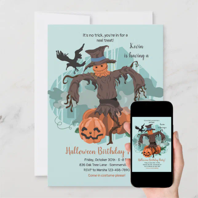 Scary Scarecrow Halloween Party Invitation | Zazzle